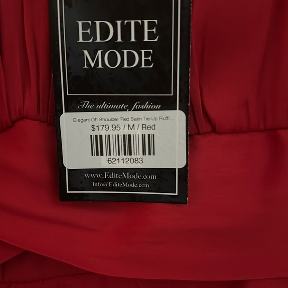 Edite mode | Dresses | Edite Mode Elegant Off Shoulder Red Satin Dress ...